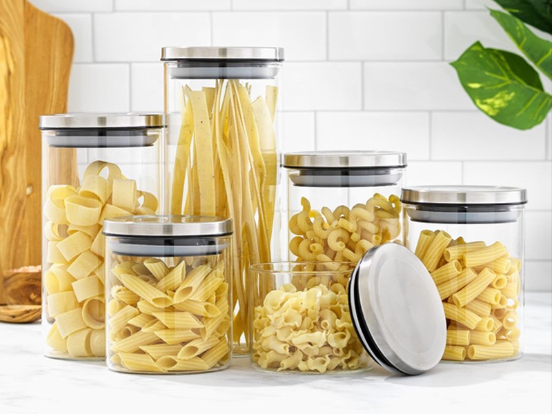 Glass Food Storage Containers with Stainless Lids - Bamboo lid - Glass ...