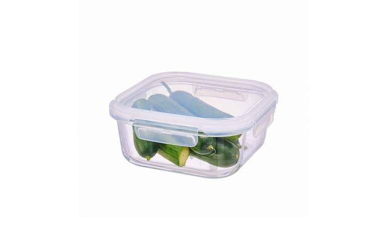 CONSING fast delivery on stock 4pcs square glass container set with ...